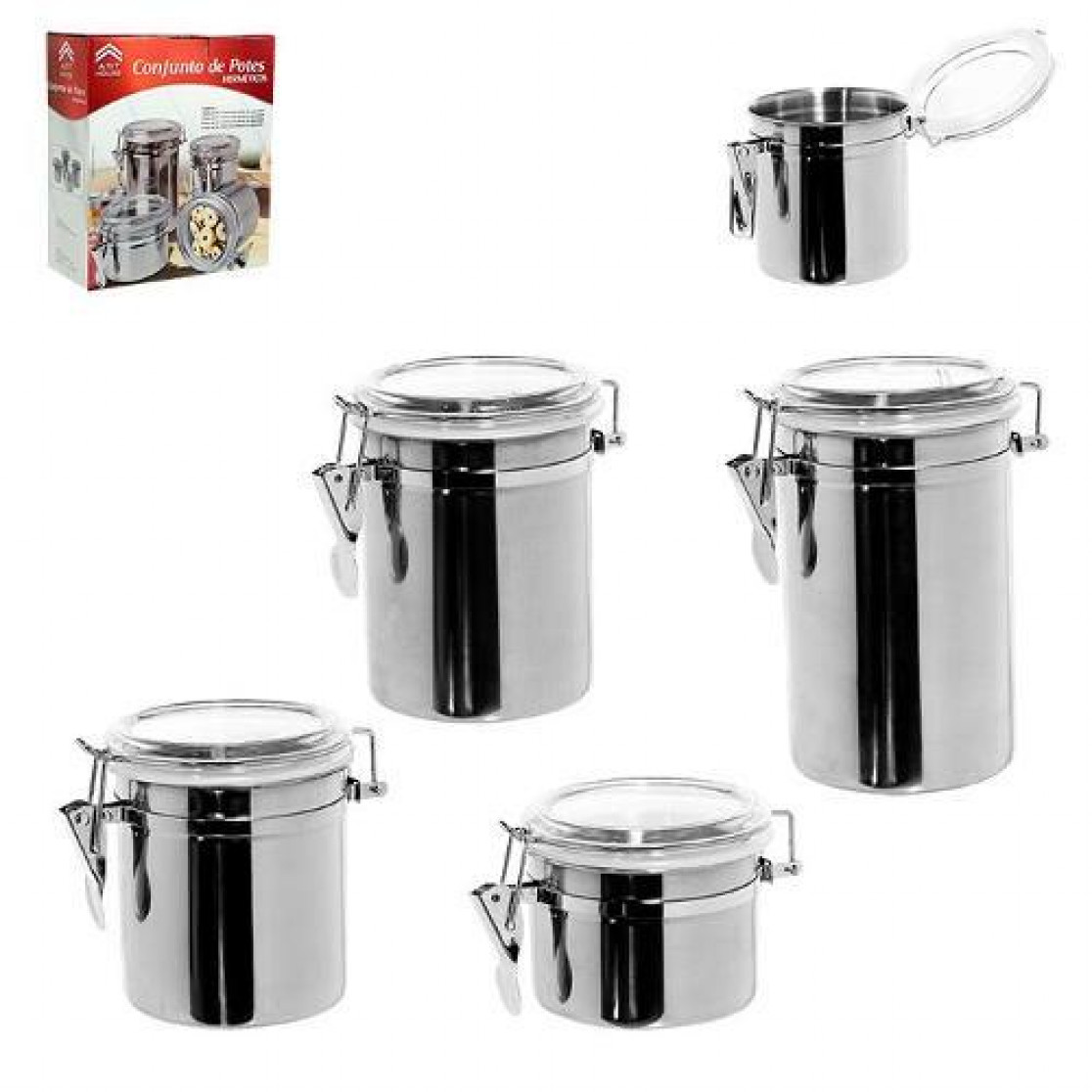 Conjunto De Potes Herméticos Inox