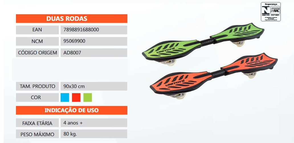 Skate 2 Rodas Waveboard Unitoys