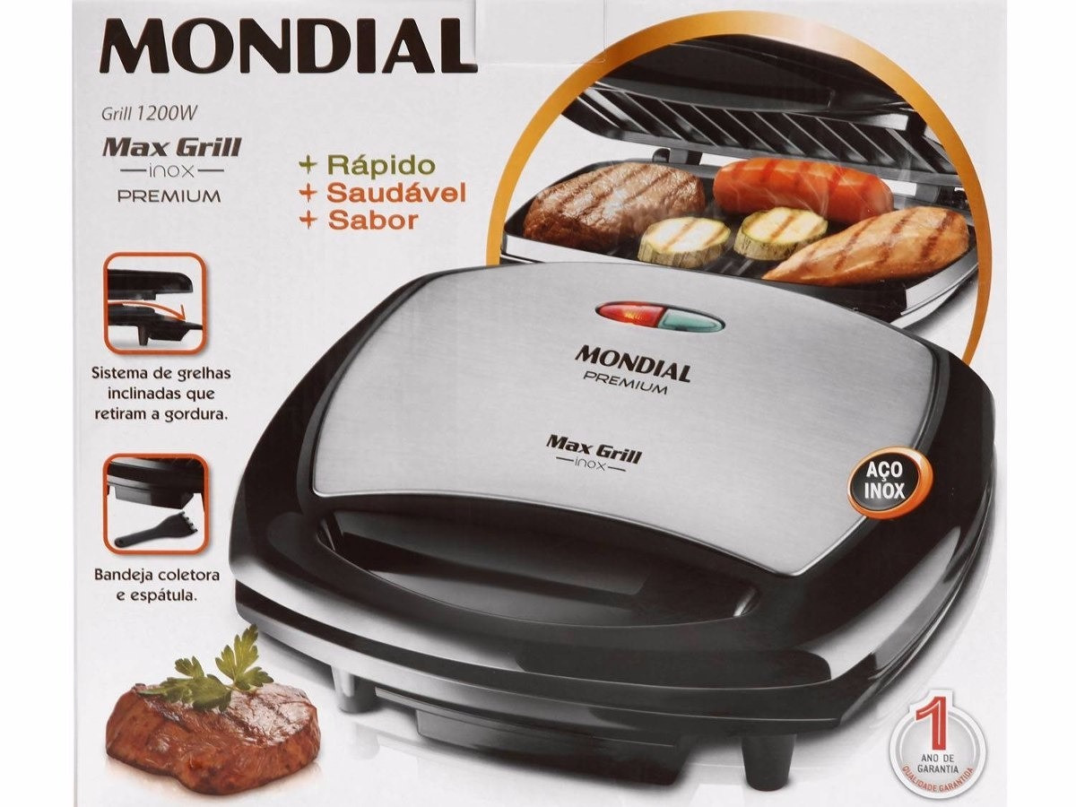 Grill Mondial G-07 Premium Max Grill com Espátula e Bandeja Coletora ...